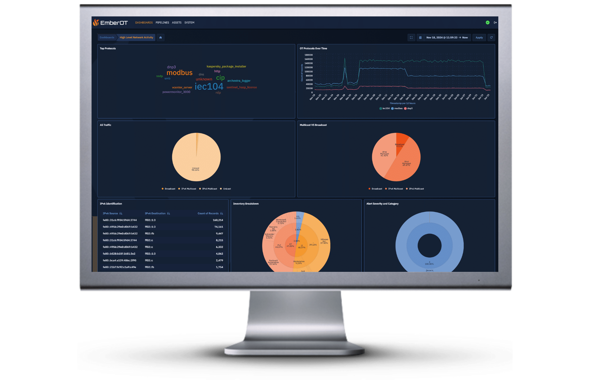 EmberOT's OT Asset and Network Visibility Software